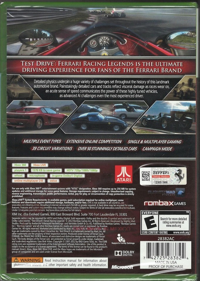 Test Drive: Ferrari Legends Xbox 360 (Brand New Factory Sealed US ...