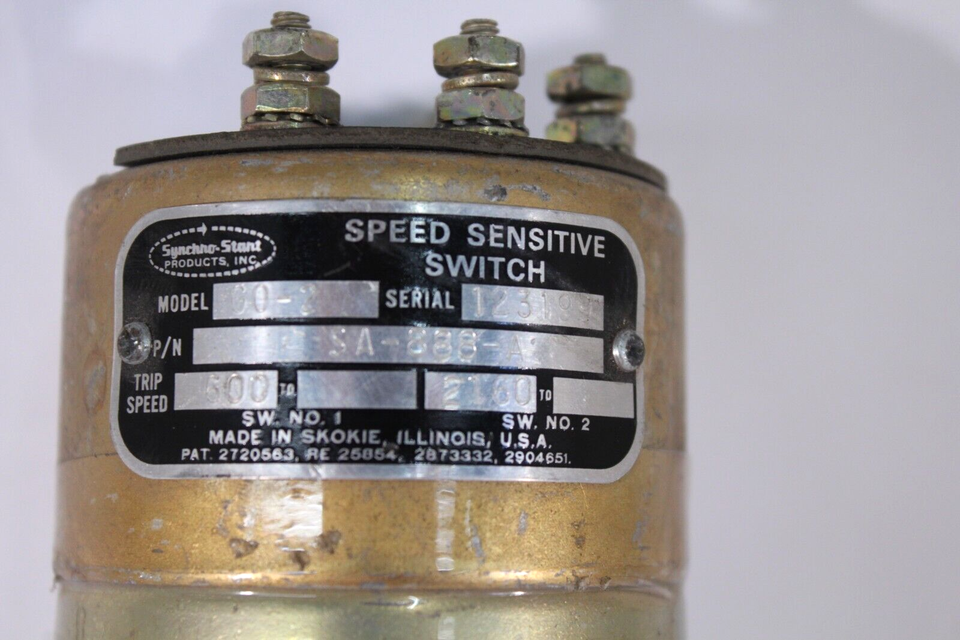 SYNCHRO START SPEED SENSITIVE SWITCH SA-888-A GO-2 TRIP SPEED 600 ...
