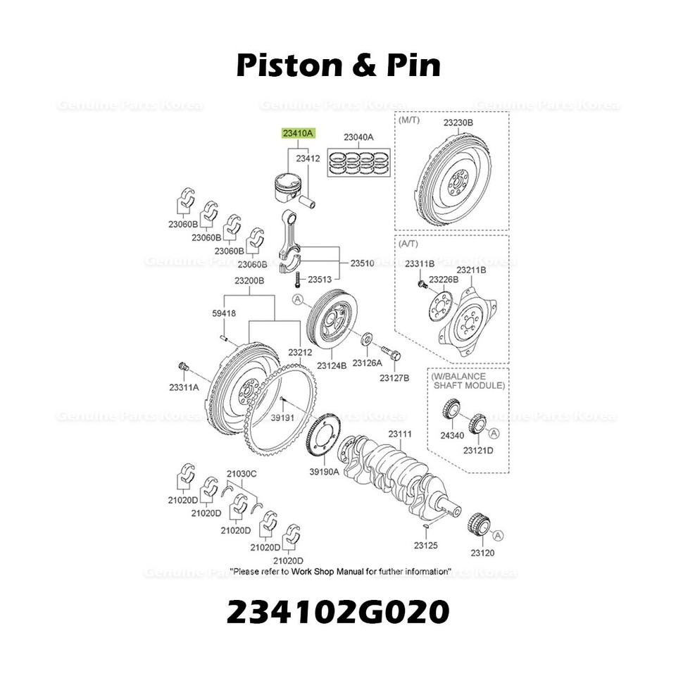 ⭐Genuine⭐ Piston & Pin 234102G020 for Hyundai Tucson Kia Forte | eBay