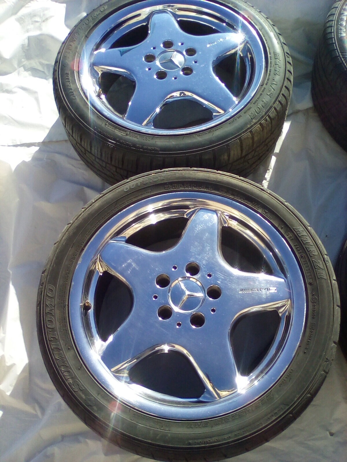 Mercedes 17 inch AMG Chrome Monoblock OEM CLK SLK W210 SET OF 4 1975 ...