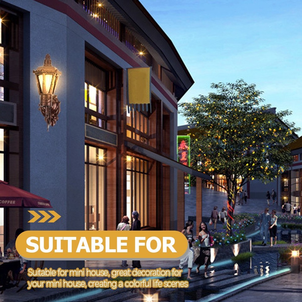 5 Pcs Tiny Wall Lamps Miniature Model Warm Yellow Light 1 87 Scale Sand ...