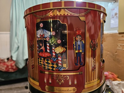 The Nutcracker Large Musical Carousel Wind Up Tin Box Christmas Turns ...