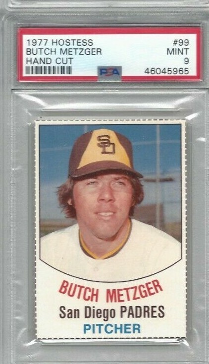 1977 Hostess baseball card #99 Butch Metzger, San Diego Padres graded ...