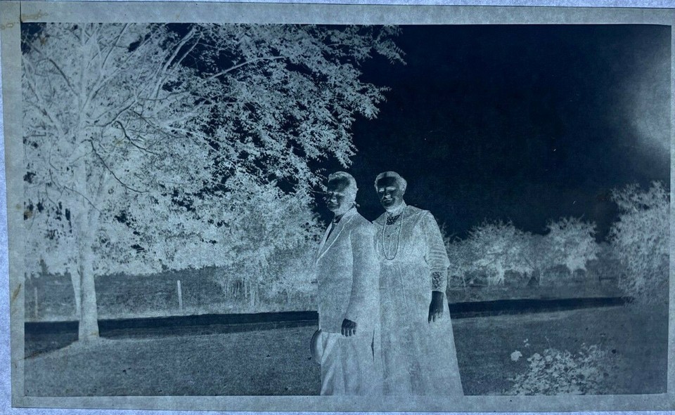 Antique Early 1900s ? Film Photography Negative Man & Woman in Yard ...