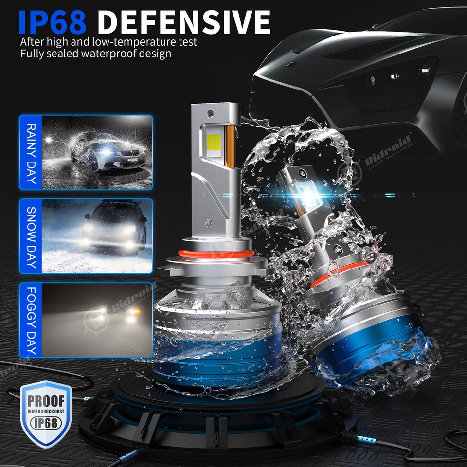 CANBUS 9005 LED Headlight Bulb Kit High Beam 6500K Super White 36000LM ...