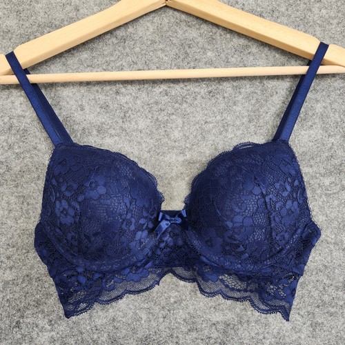 Bras N Things Bra Womens Size 10B 32B Navy Blue Lace Adjustable Straps ...