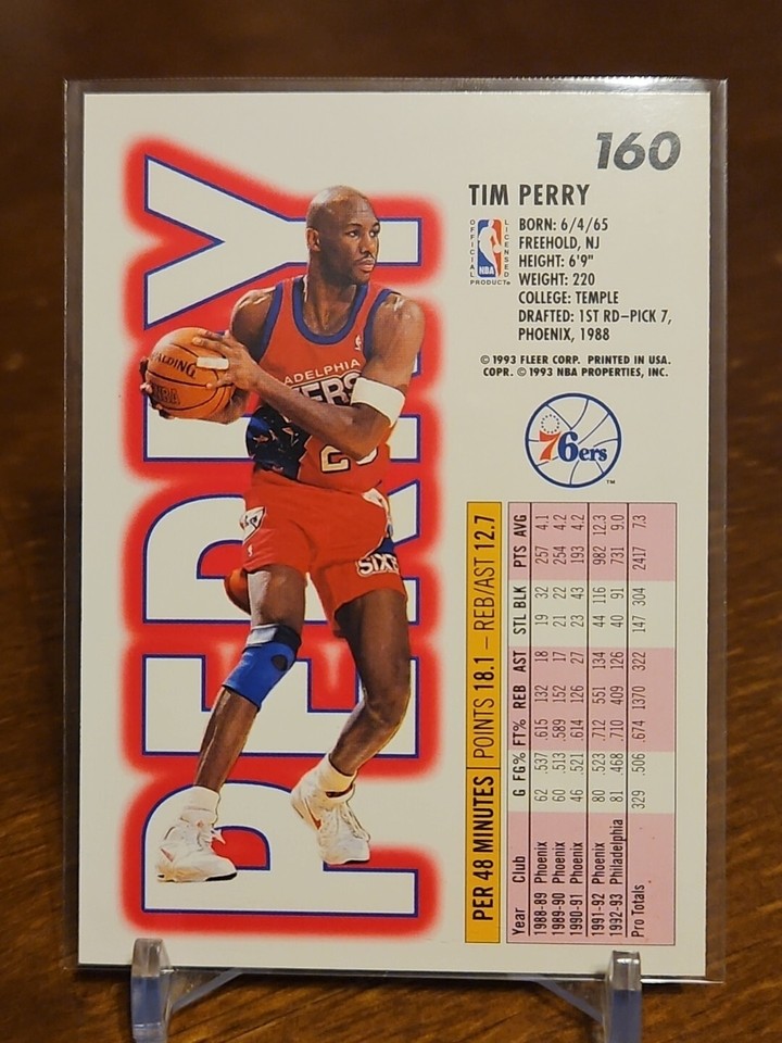 1993-94 Fleer Philadelphia 76ers Basktball Card #160 Tim Perry | eBay