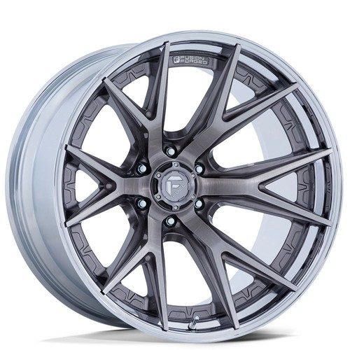 22x10" Fuel Wheels FC402 Catalyst Platinum/Chrome Lip Fusion Forged(4 ...