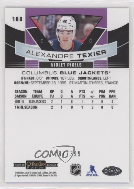 2019-20 O-Pee-Chee Platinum Marquee Rookies Violet Pixels Alexandre ...