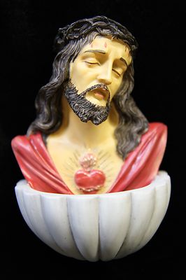 Jesus Christ Holy Water Font Wall Hanging Statue Sculpture Catholic ...