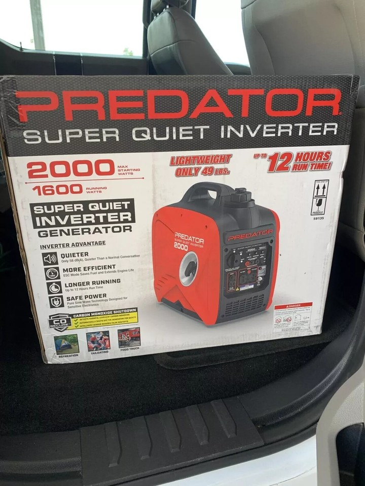 Predator 2000 Watt Super Quiet Inverter Generator with CO Secure ...
