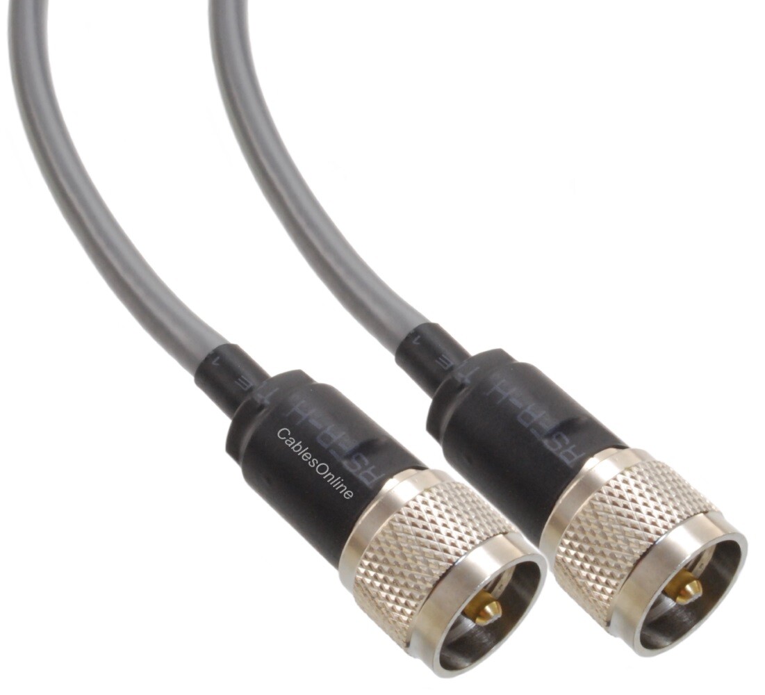 50ft RG-8/U-Mini (RG8X) Coax UHF PL-259 Male/Male Grey Coax Cable, R ...