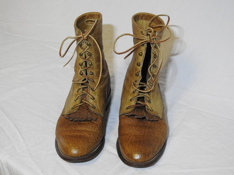 Justin Lace-Up Ropers with Kilties | eBay