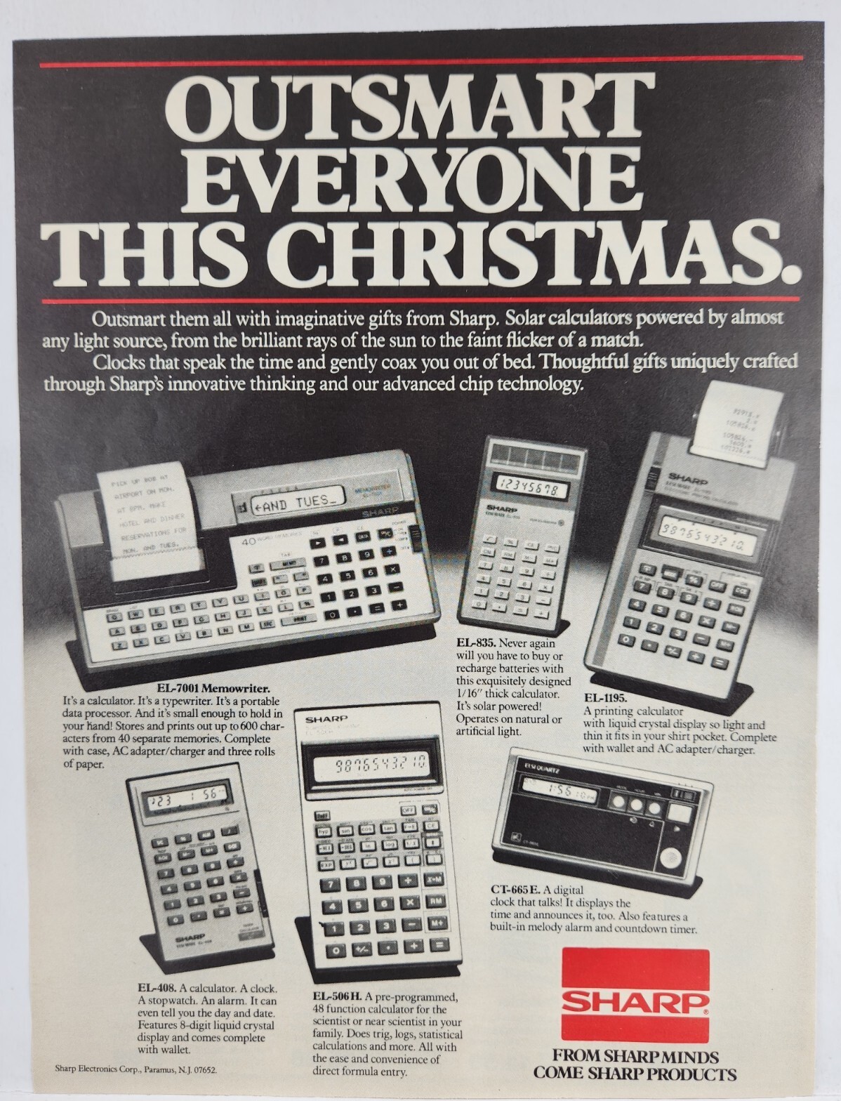 1981 Sharp Calculators Christmas Vintage Print Ad Man Cave Poster Art ...
