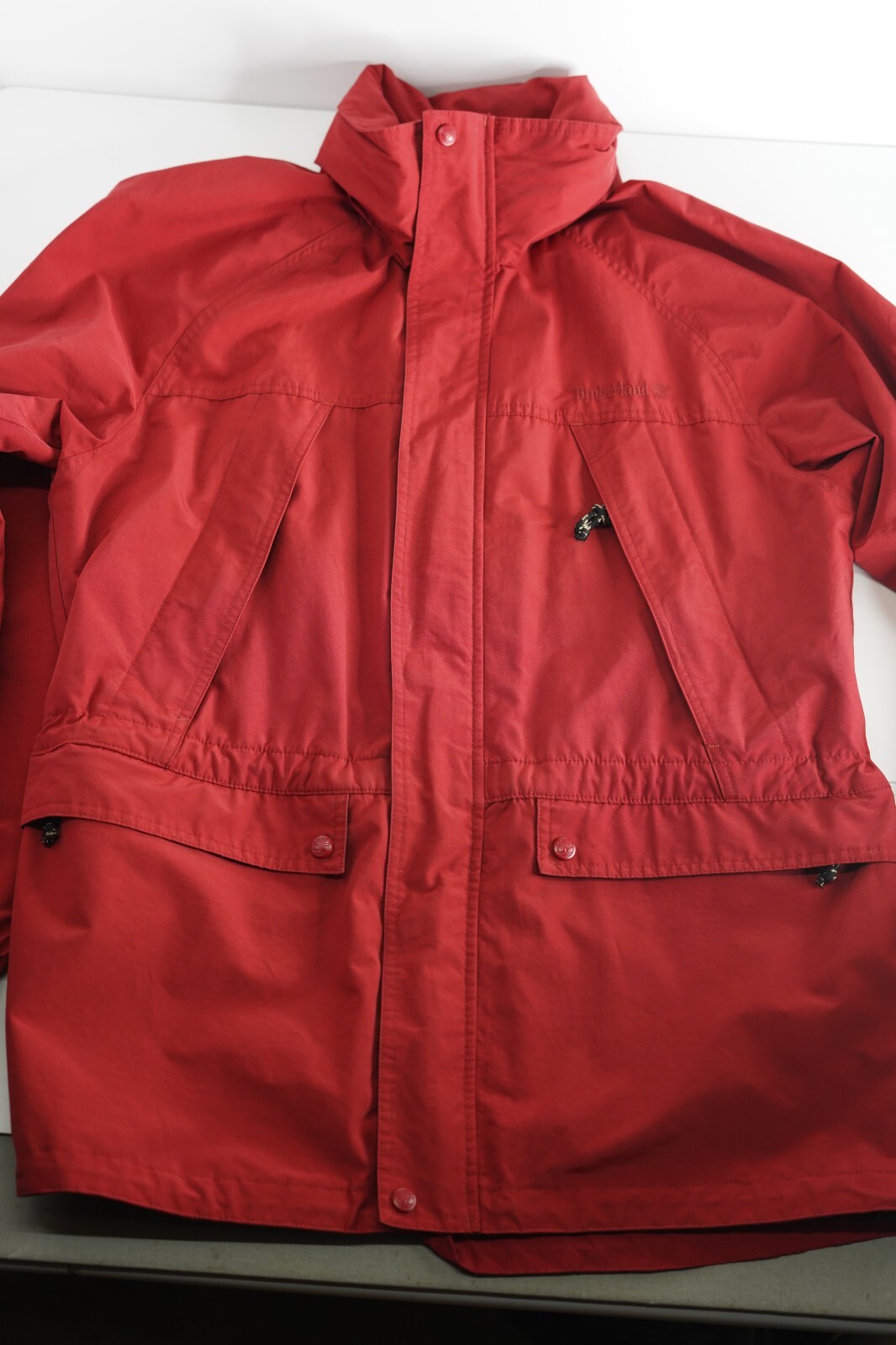 Timberland Mens Red Jacket Parka Light Weight Hip Len… - Gem