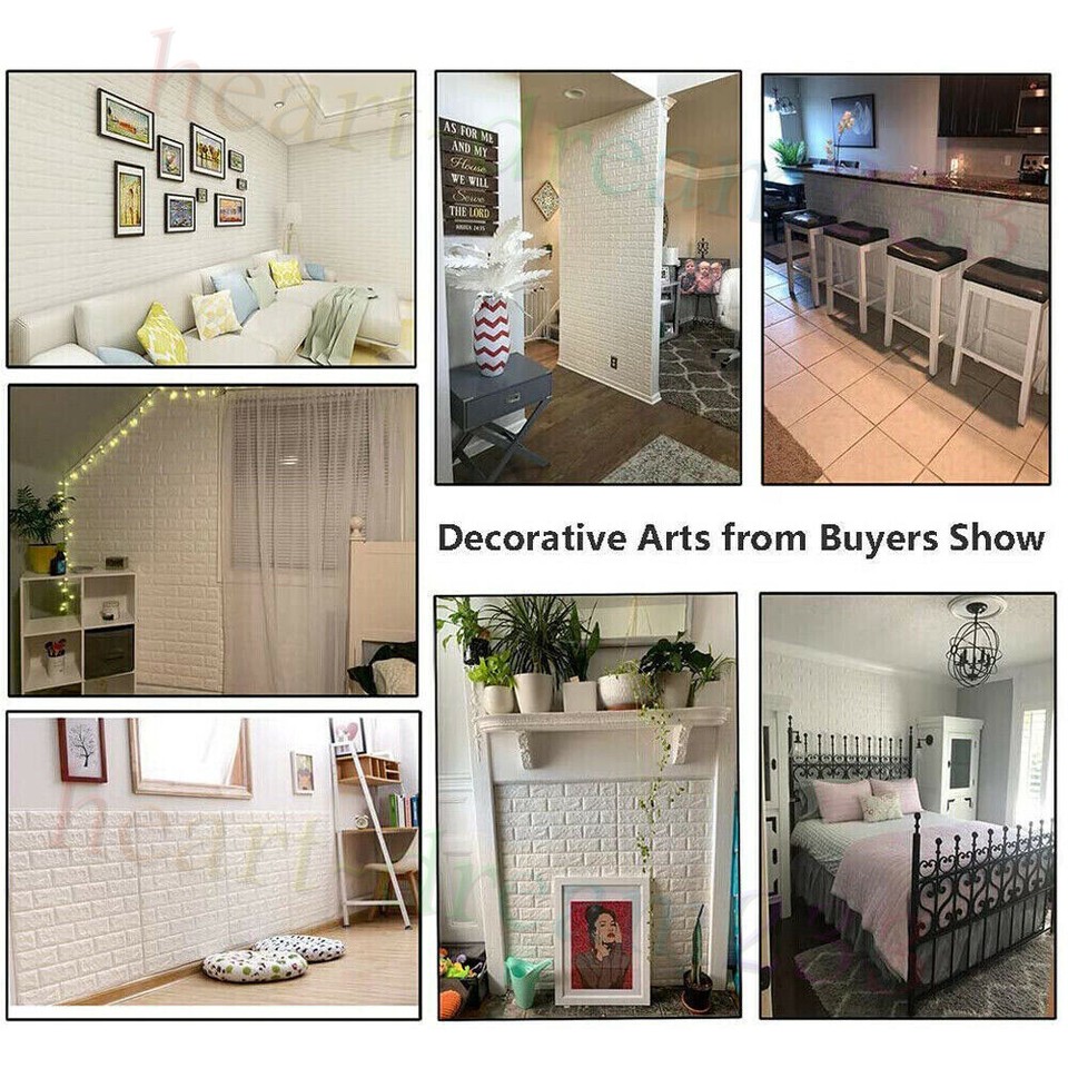 60PCS 3D Tile Brick Wall Sticker Self-adhesive Waterproof Foam Panel ...