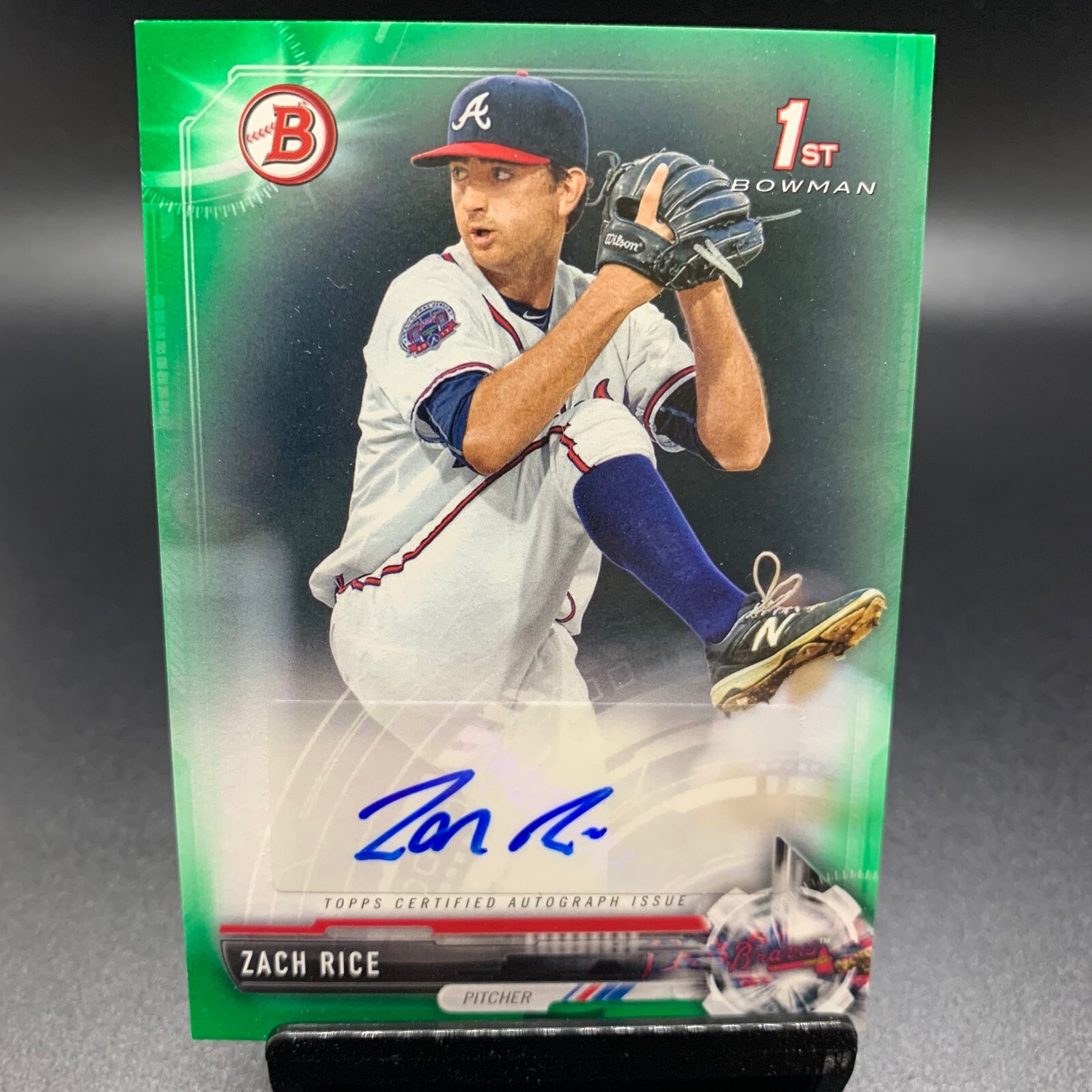 2017 Bowman Prospects #PA-ZR Zach Rice Green 1st Autograph /99 Atlanta ...