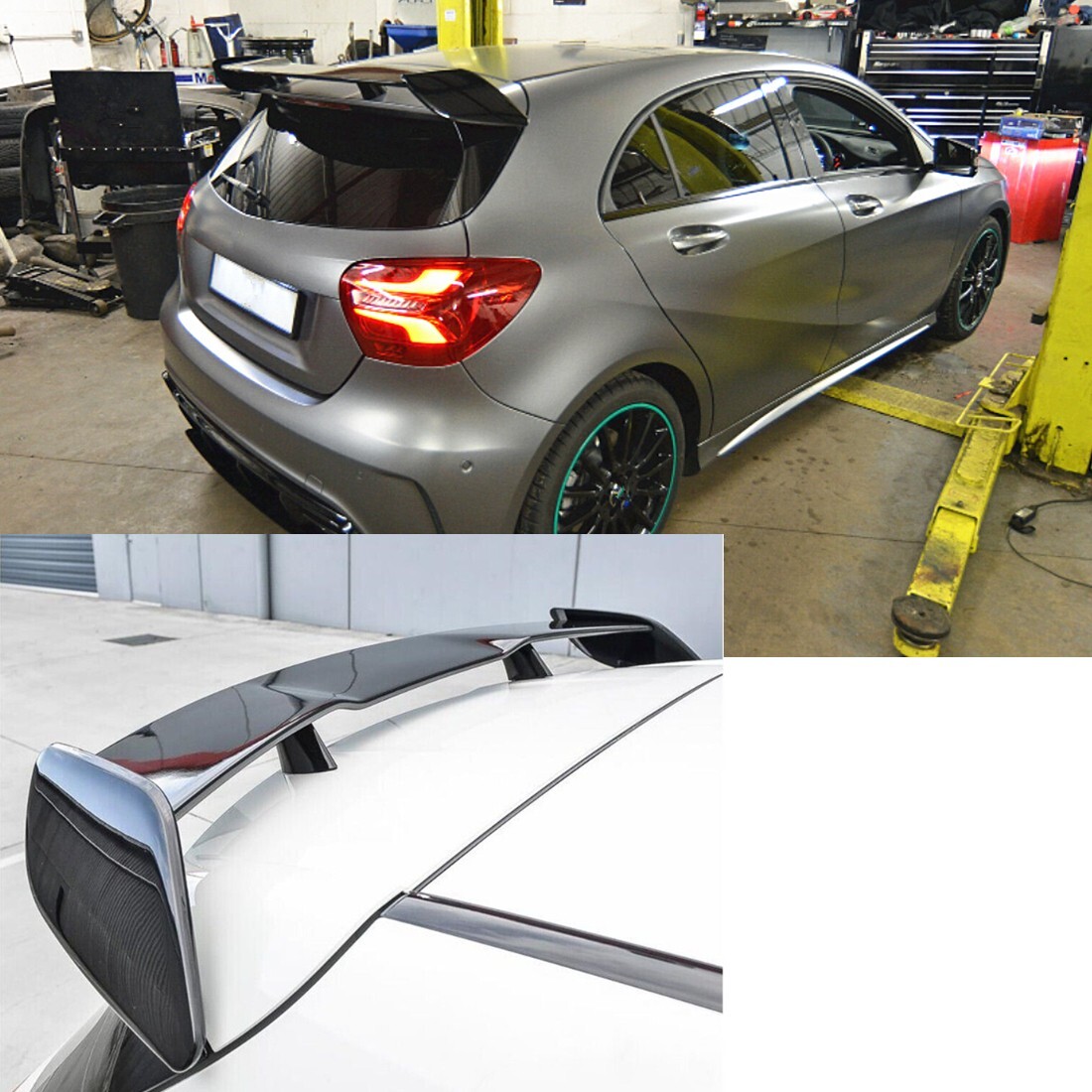 For Mercedes W176 A-Class 12-18 Gloss Black AMG Style Rear Roof Spoiler ...