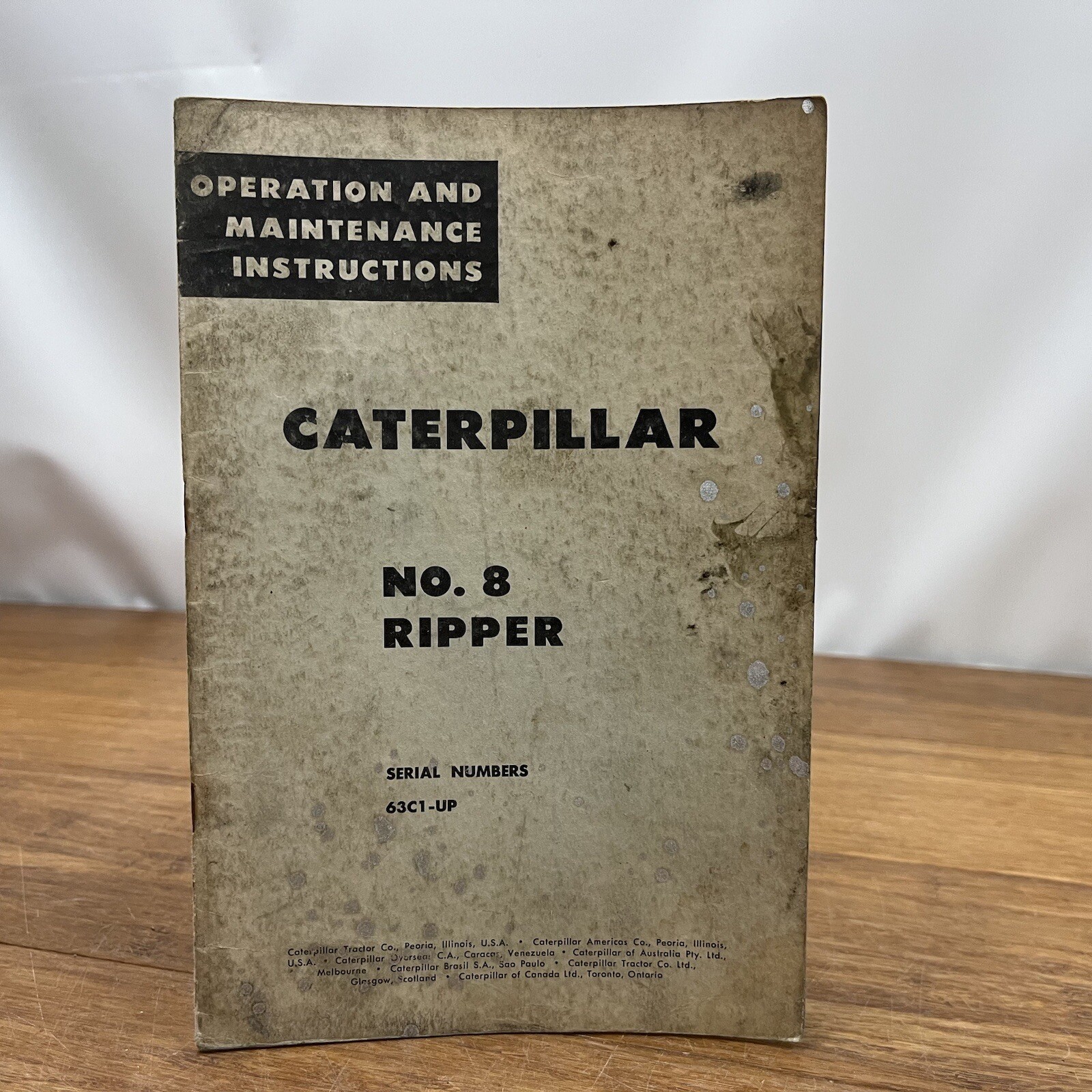 VTG 1960s Caterpillar No 8 Ripper Operation Maintenance Manual 63C1-UP ...