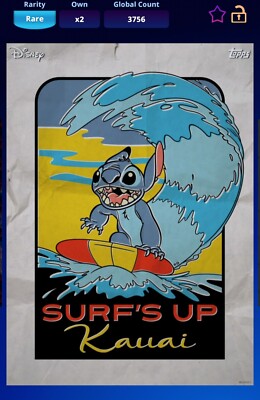 Topps Disney Collect Digital Stitch Mahalo SURF'S UP KAUAI Parchment ...