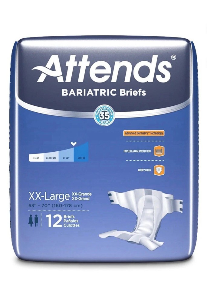 Bariatric Briefs, Incontinence Briefs Heavy Absorbency, XXL, 12 Count ...