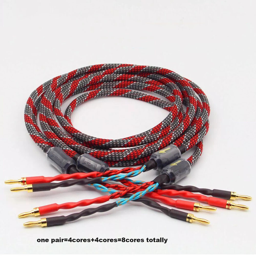 2PC 12AWG OCC HiFi Speaker Wire 8 Strands Braided Pure Copper ...