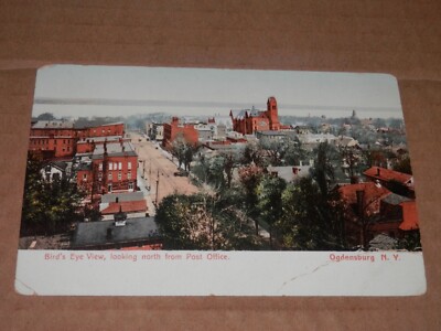 OGDENSBURG NY - 1901-1907 ERA POSTCARD - BIRD'S EYE VIEW NORTH from ...