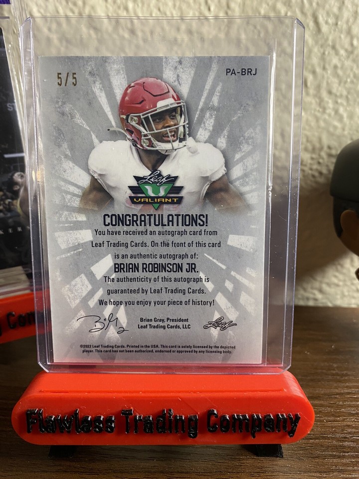 2022 Leaf Valiant Brian Robinson Jr. RC AUTO Pink Prizm 5/5 Washington ...