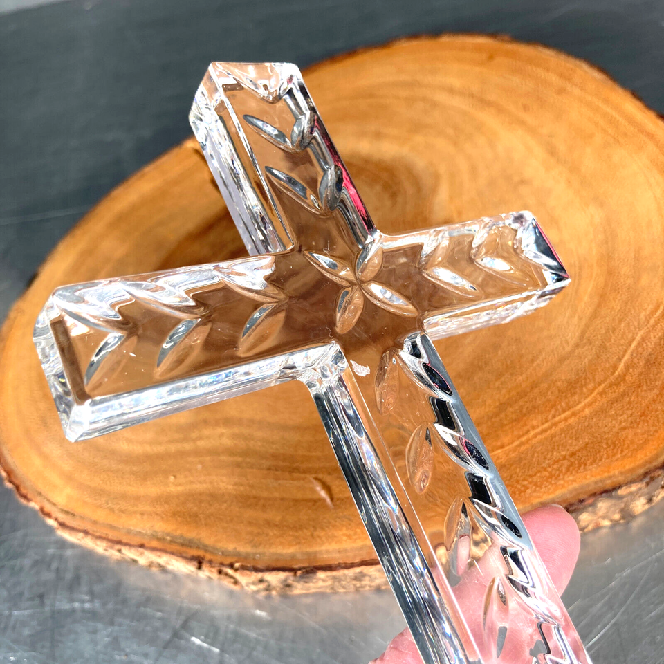 Lead Crystal Christian Cross Glass Imperial Estate Poland Prayer Alter ...