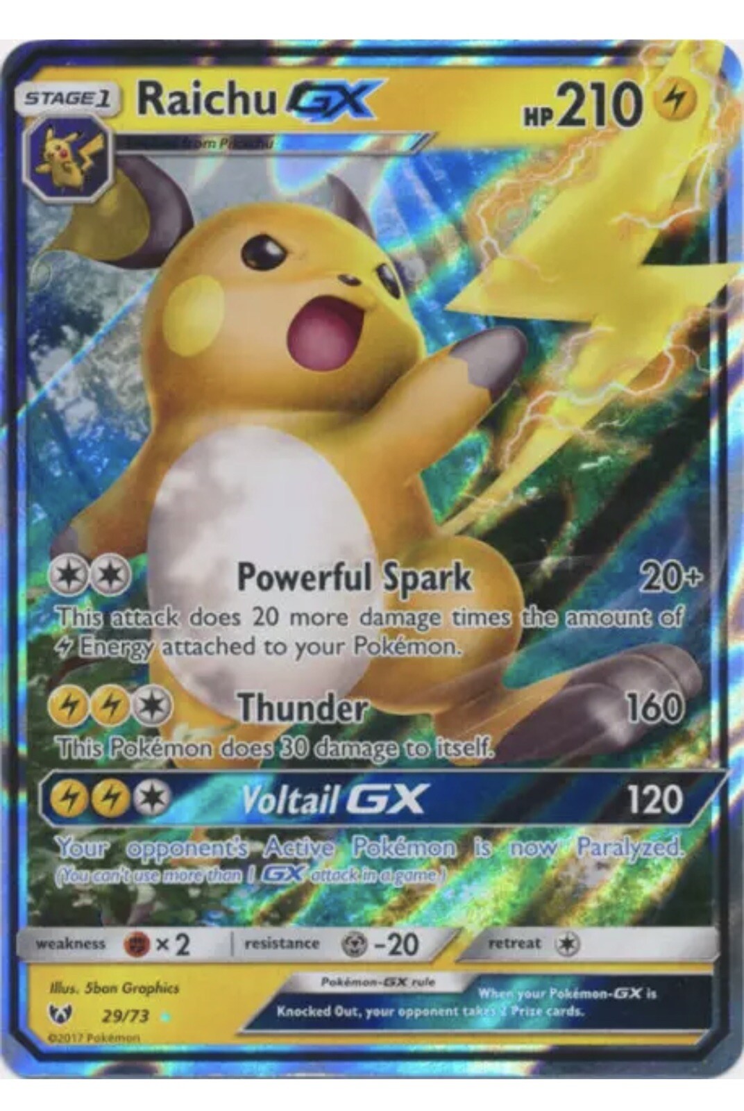 Raichu GX Ultra Rare - 29/73 Shining Legends - Pokemon TCG - Mint/NM C ...