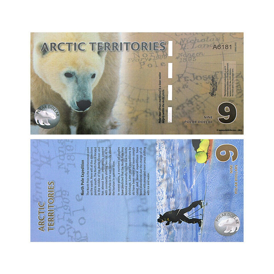 14pc/set UNC Arctic Dollar Banknote Polar Bear Animal Banknotes ...
