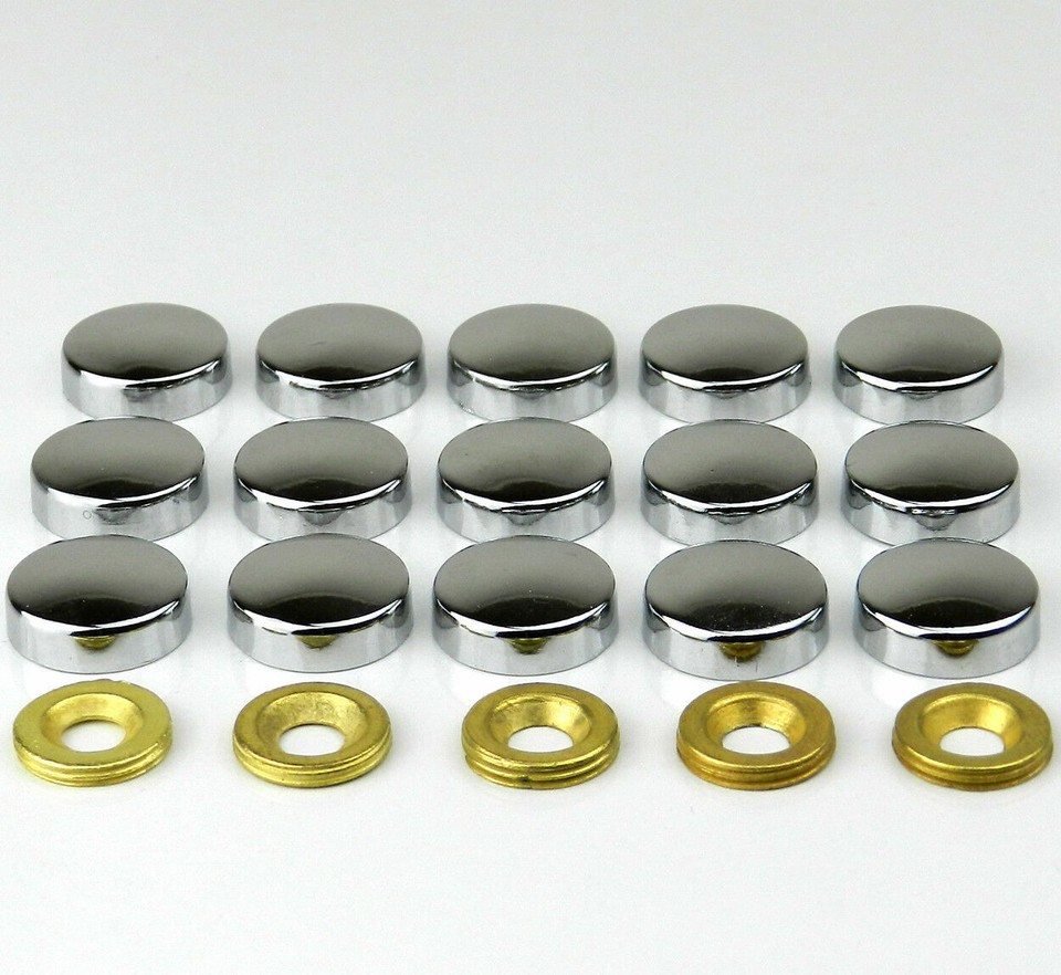 DOME SCREW COVER CAPS CHROME MIRROR ELECTROPLATED THREADED STAINLESS ...
