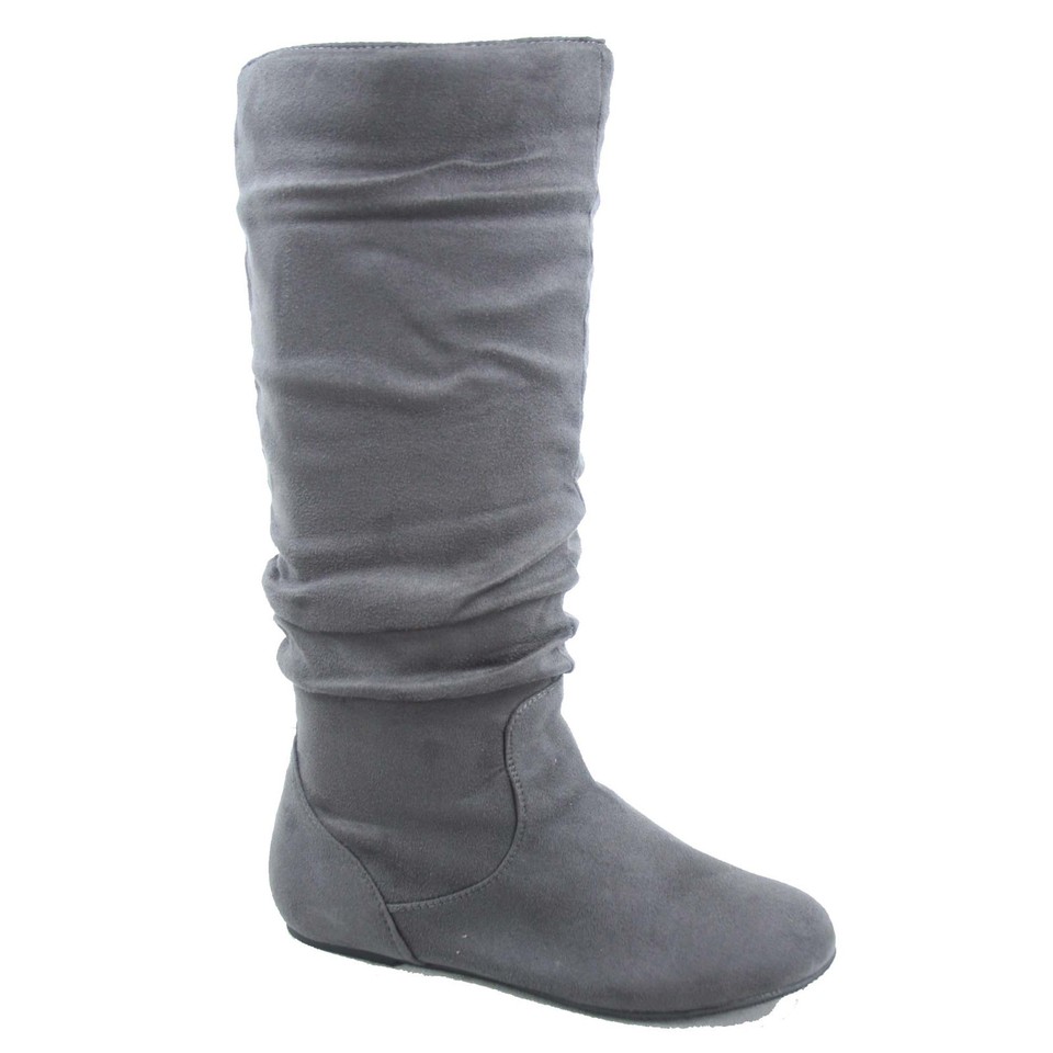 Women's Casual Comfort Mid Calf Knee High Round Toe Slouch Flat Heel ...