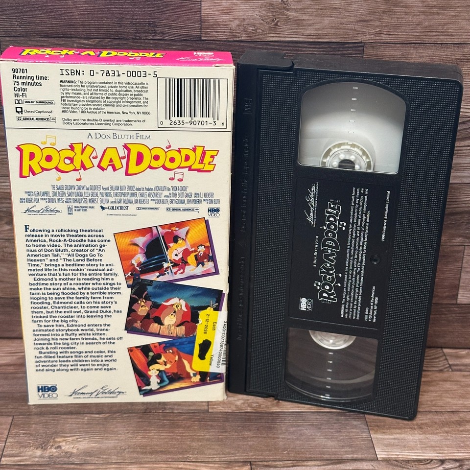 Rock A Doodle VHS Used 1991 Don Bluth Animated Family Musical | eBay