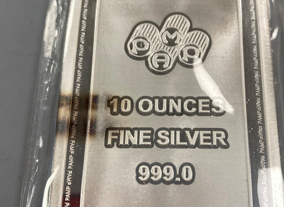 Pamp 10 Ounce 999 Fine Silver Bar Lady Of Liberty w/ TONING in plastic ...
