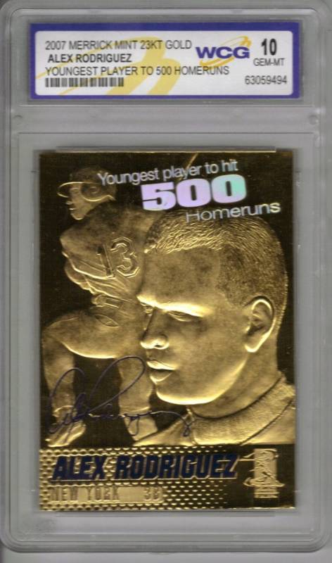 MERRICK MINT 23KT GOLD 2007 ALEX RODRIGUEZ-GEM MINT 10 | eBay