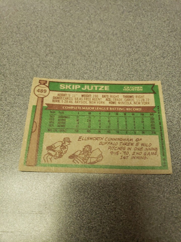 1976 SKIP JUTZE HOUSTON ASTROS TOPPS BASEBALL CARD #489 | eBay
