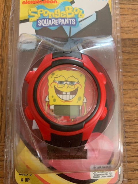 2 Vintage Spongebob Squarepants Wrist Watch Digital Time Nickelodeon ...