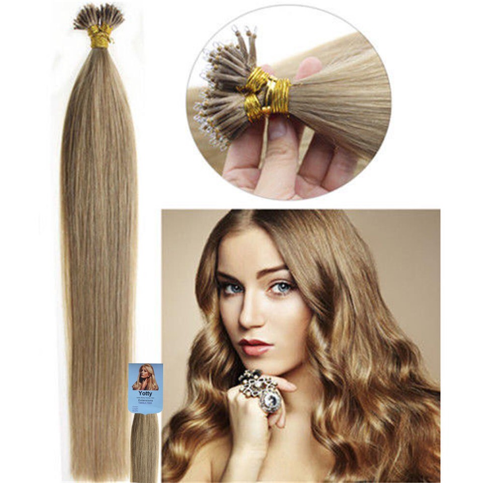 Nano Beads Tip Human Hair Extensions Nano Ring Link Double Drawn Remy ...