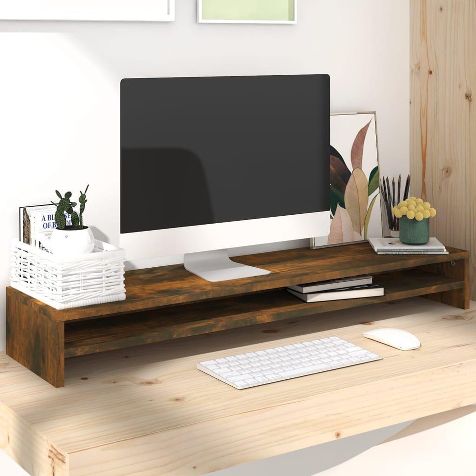 Monitor Stand Wooden Desk - Home Office Screen Riser for Computers ...