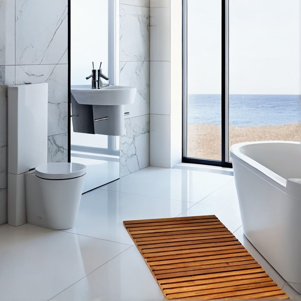 BAMBOO FOLDING DUCK BOARD NON SLIP WOODEN BATH RUG BATHROOM SLATTED ...