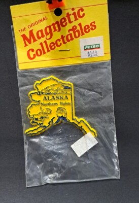 Vtg 80's State Of Alaska Rubber Fridge Magnet Rare New In Pack Northern ...