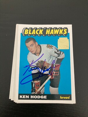 Chicago Black Hawks Ken Hodge Signed 2001-02 Topps 1965-66 Reprint Card ...