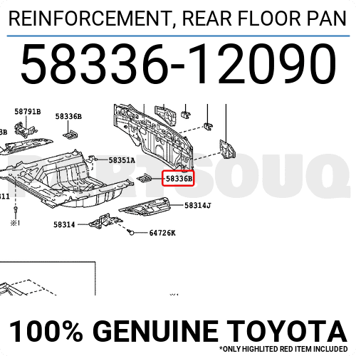 5833612090 Genuine Toyota REINFORCEMENT, REAR FLOOR PAN 58336-12090 | eBay