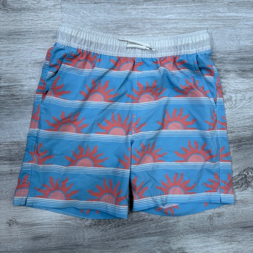 RSQ Boys Swim Trunks Medium Blue Coral Sun Striped Beach Pool Shorts | eBay