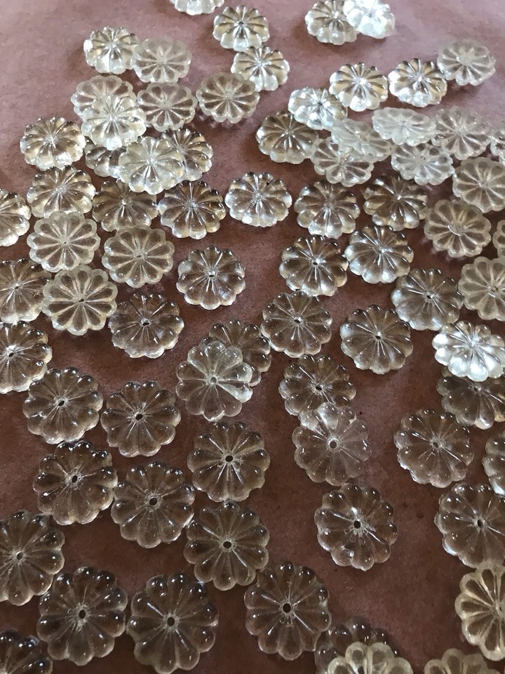 144 Antique Crystal/Glass Rosettes ~ Chandelier Restoration ~ 1” Flower ...