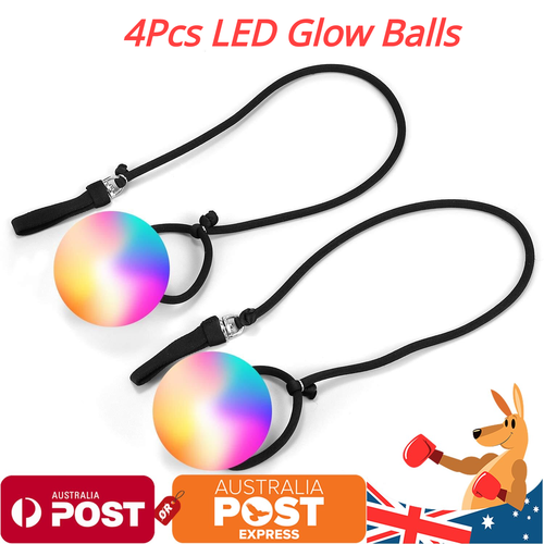 4Pcs Multi-Colored LED Glow POI Thrown Balls Light Up For Belly Dance ...