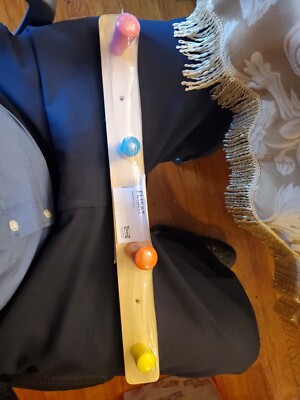 Ikea FLISAT Knob Wall Rack Natural Wood 4 Colorful Pegs 18" New | eBay UK