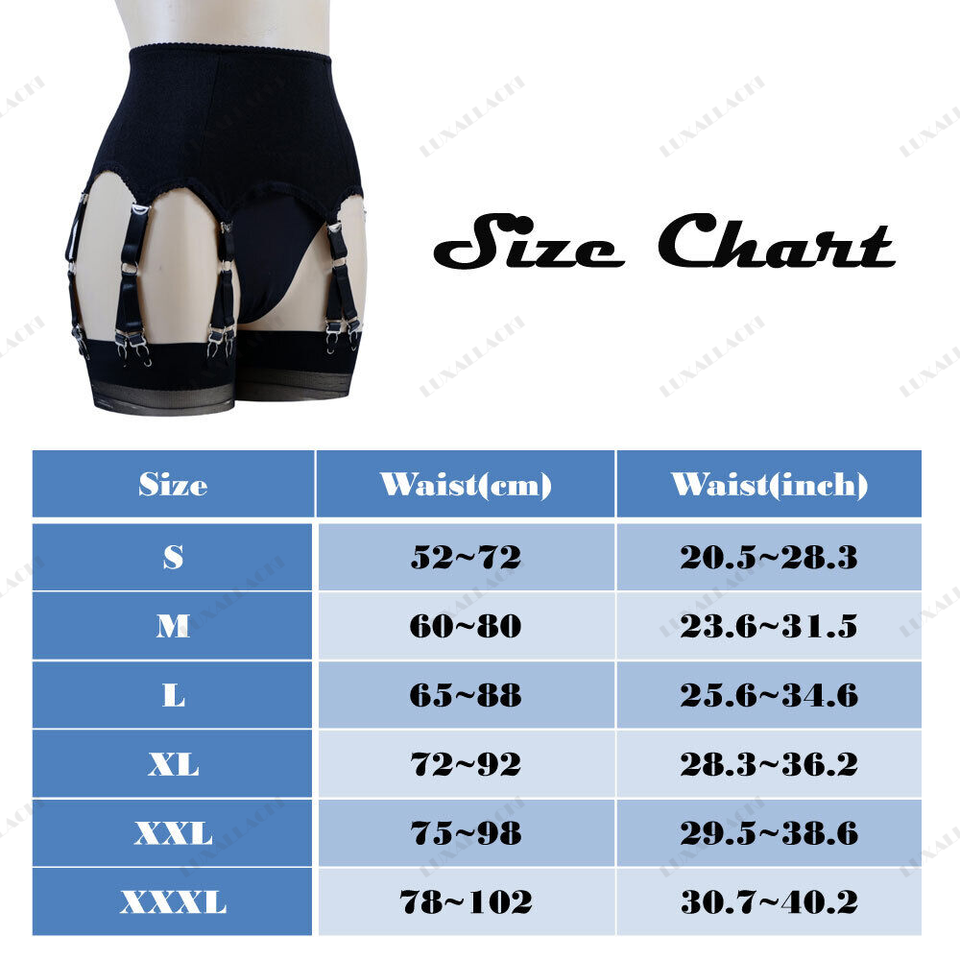 Luxallacki Stretchy 6 Straps Garter Belt with 12 Metal Claws for Women ...