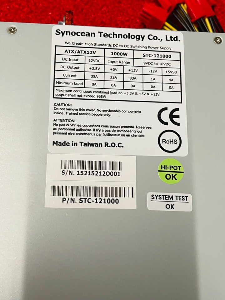 Synocean STC-121000 12 Volt PC ATX 1000W Power Supply | eBay